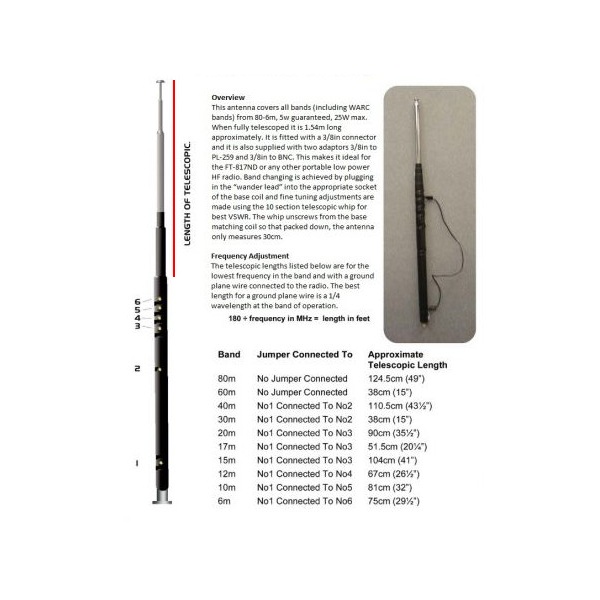 Antenne SPX-100 portable 9 bandes HF Moonraker