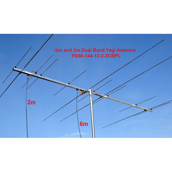 Antenne Yagi bi-bande 50 MHz & 144 MHz 4+8 éléments 6m2m12DXA-2C
